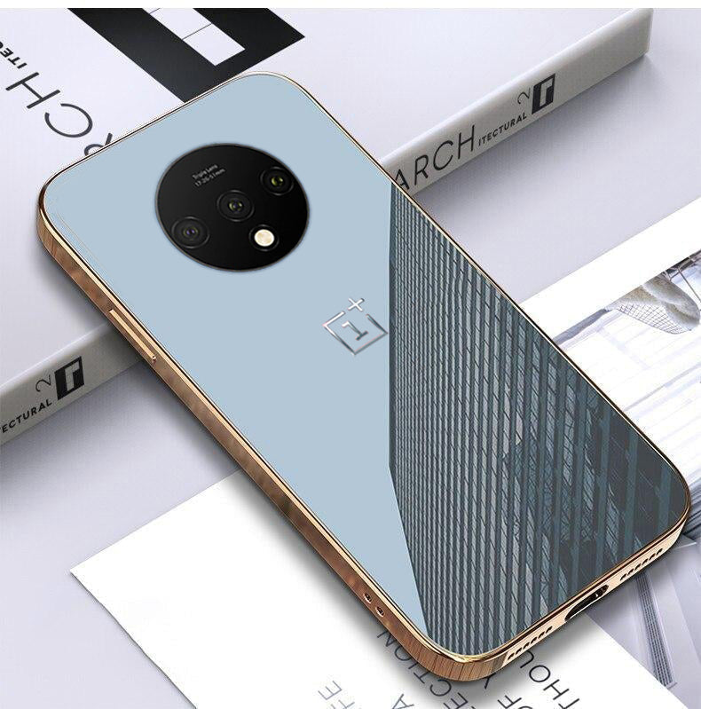 Premium Glossy Gold Edge Glass Back Case For Oneplus 7T – Planetcart